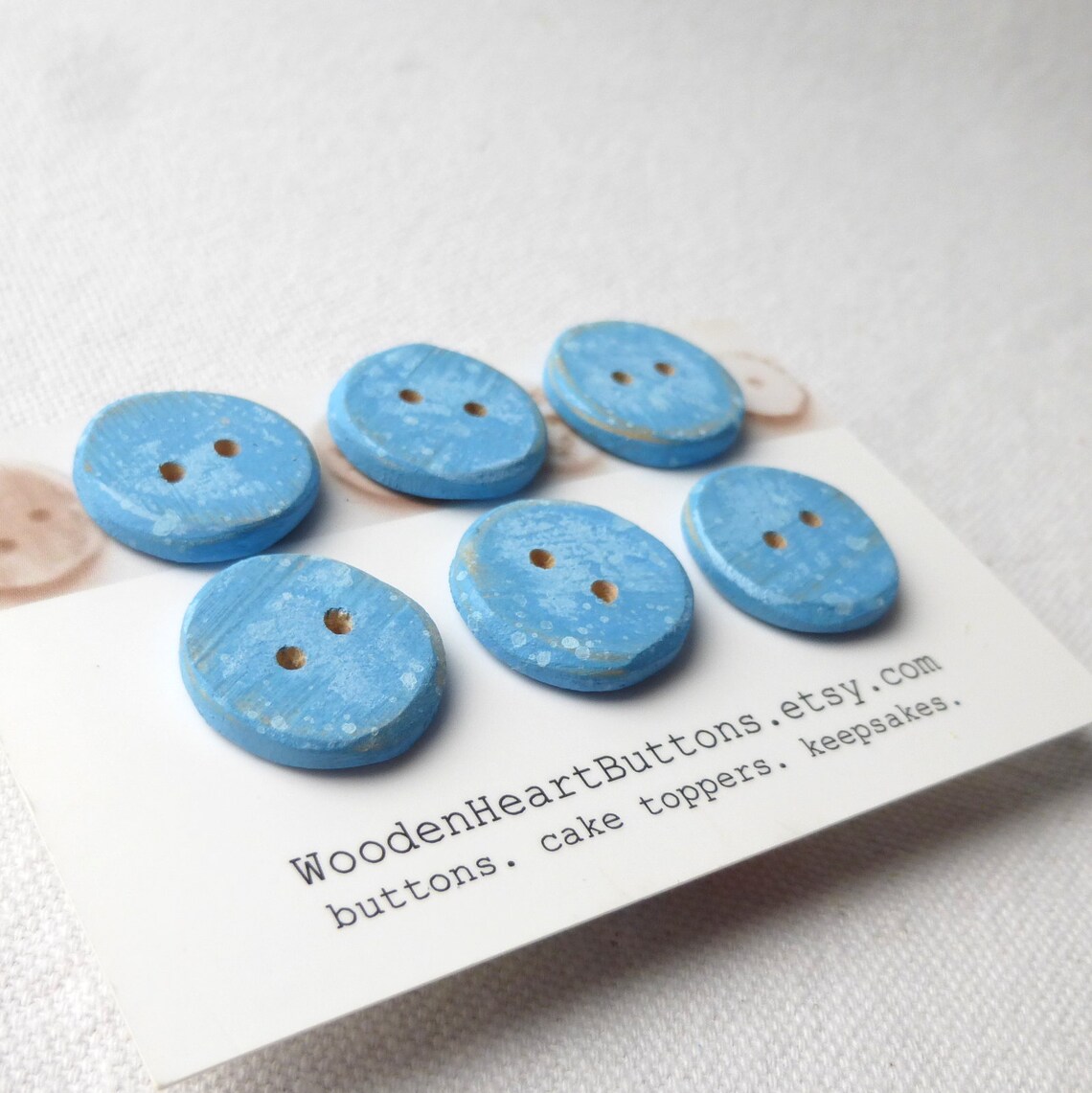 6 pequeños botones azules bebé botones de madera azul | Etsy