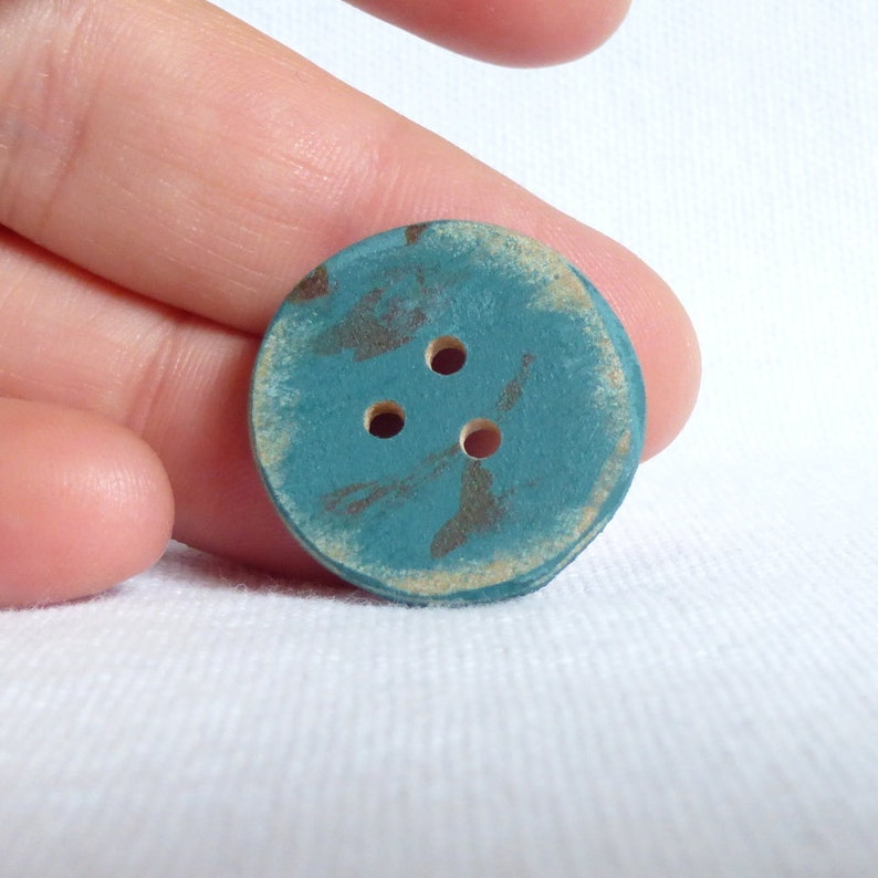 Teal Buttons/ Turquoise Wood Button Handmade Wooden Buttons | Etsy