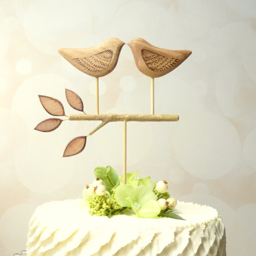 Carved Love Birds, Rustic Cake Topper, Bird Cake Topper/ Love Birds ...