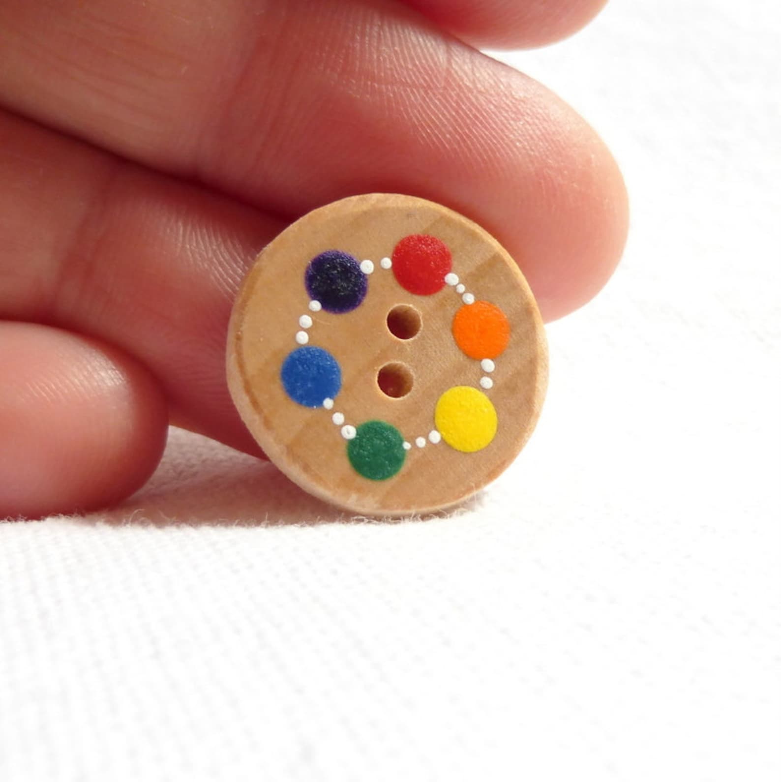 3/4" Small Wood Buttons, Wooden Kids Buttons, Rainbow Children 6pce ...
