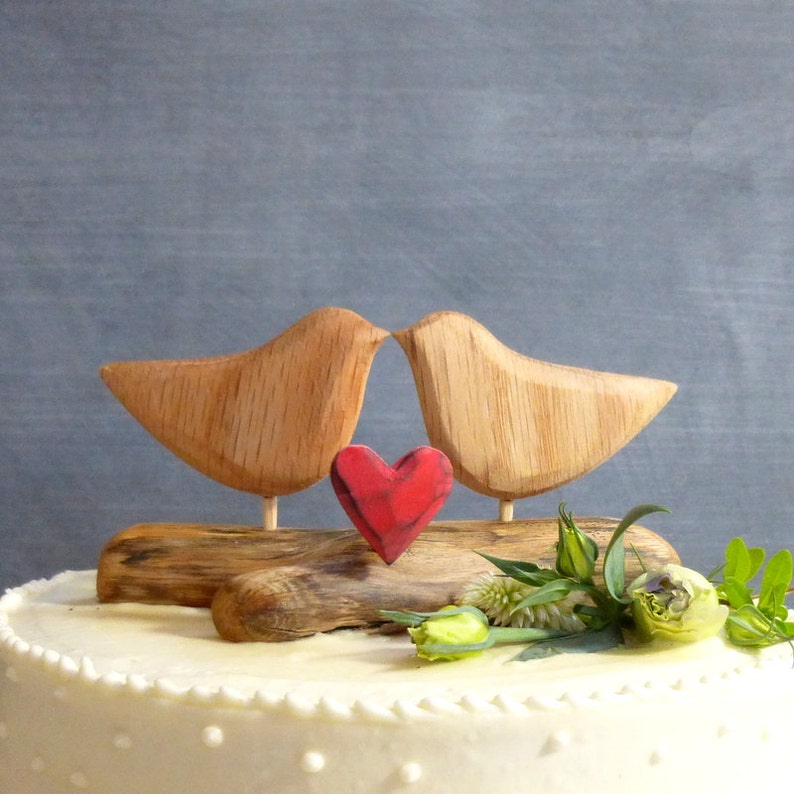 Romantic Love Bird Cake Topper, Rustic Wood, Lovebird Wedding, Bridal ...