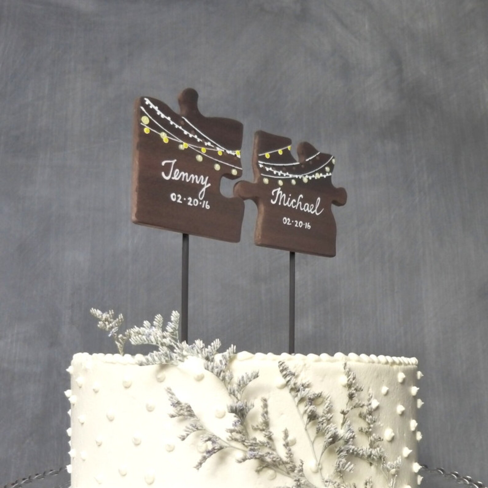 Wooden Wedding Cake Topper, Puzzle Pieces Topper, Mr/ Mrs Wedding Cake ...