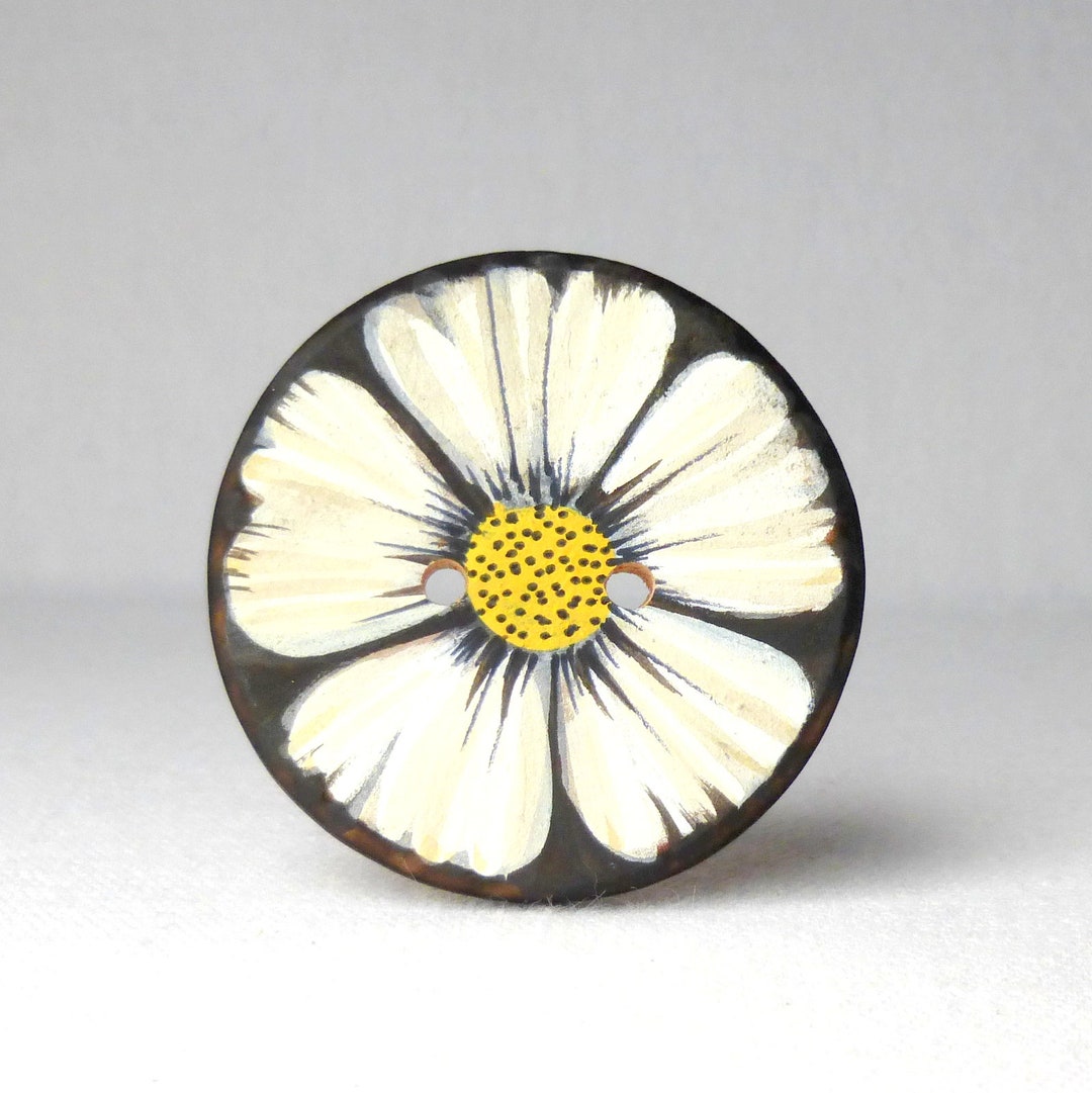 Huge Daisy Flower Sewing Button, Large Flower Button, White Button ...