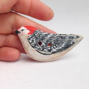Red Bellied Woodpecker Button, Extra Large Buttons, Wooden Sewing ...