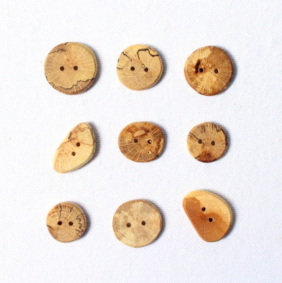 9 Small Wood Buttons Spalted Oak Buttons 3/4 | Etsy