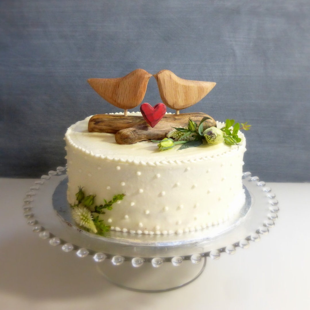 Romantic Love Bird Cake Topper, Rustic Wood, Love Bird Wedding Cake ...