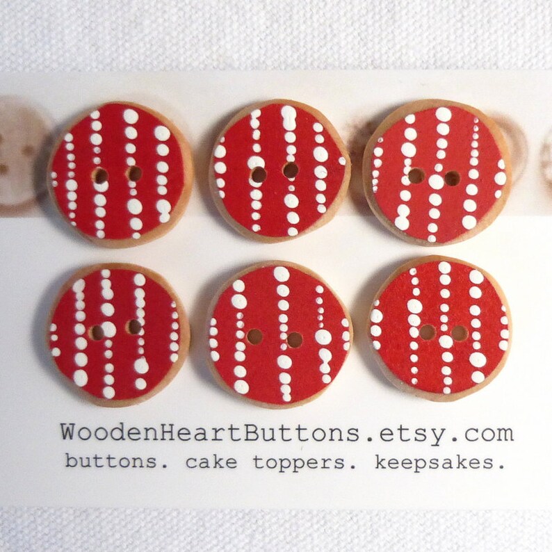 6 Small Red Sewing Buttons 20mm Wood Button Red Wooden - Etsy