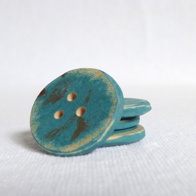 Teal Buttons/ Turquoise Wood Button Handmade Wooden Buttons - Etsy