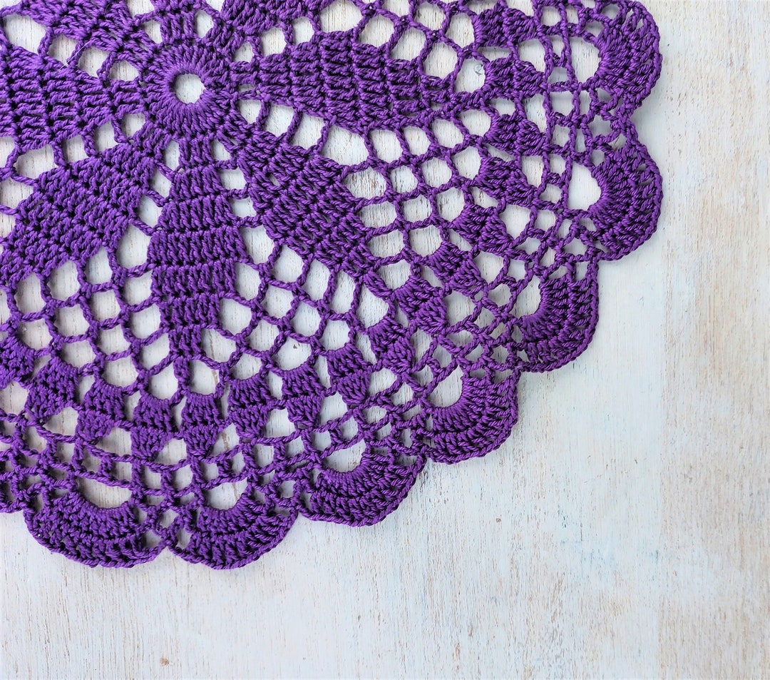 Handmade Crochet Purple Doilies. Cotton Doilies. Crochet Table ...