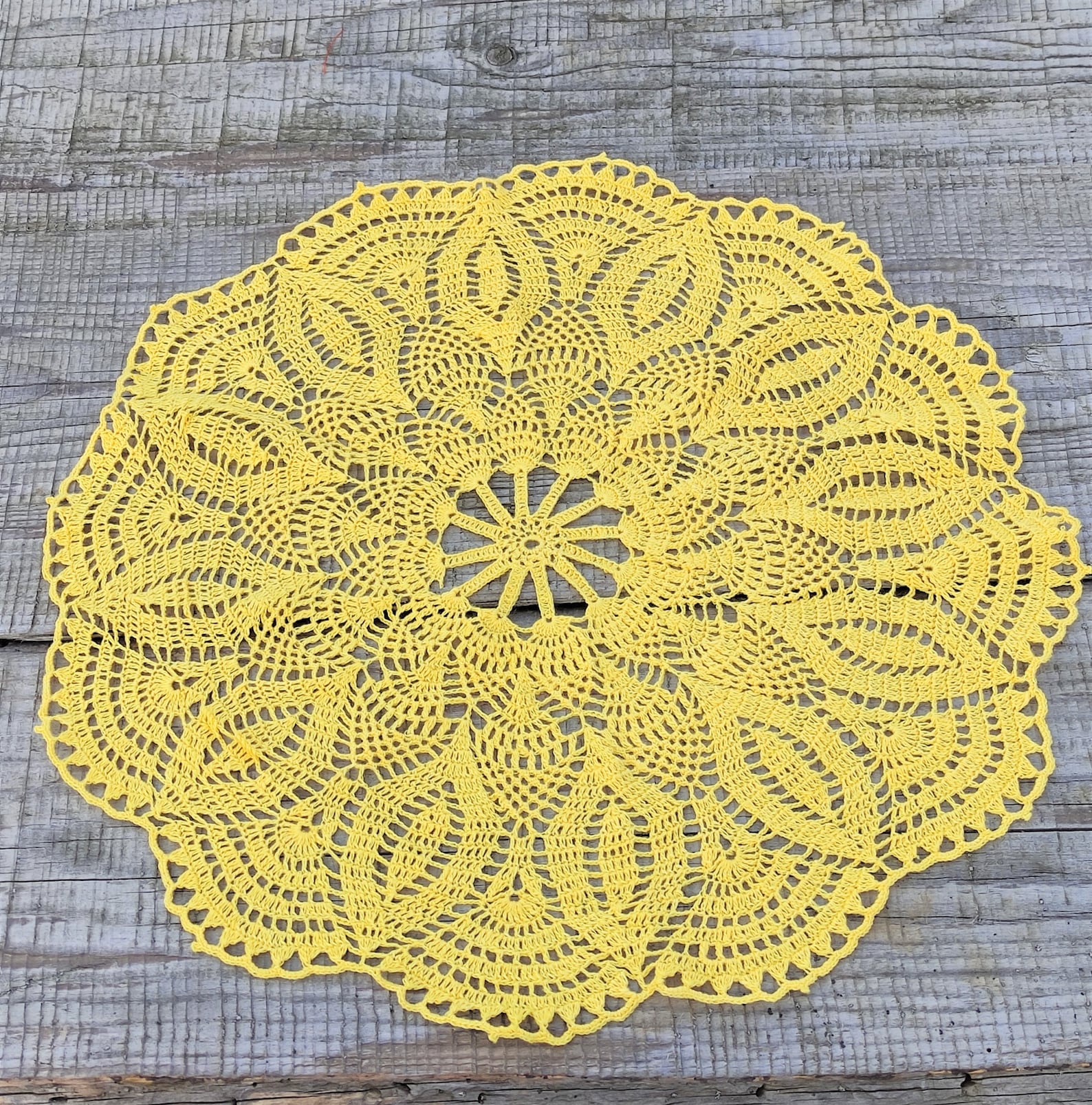 Large Crochet Yellow Linen Doilies for Festive Table Decoration, Hand ...