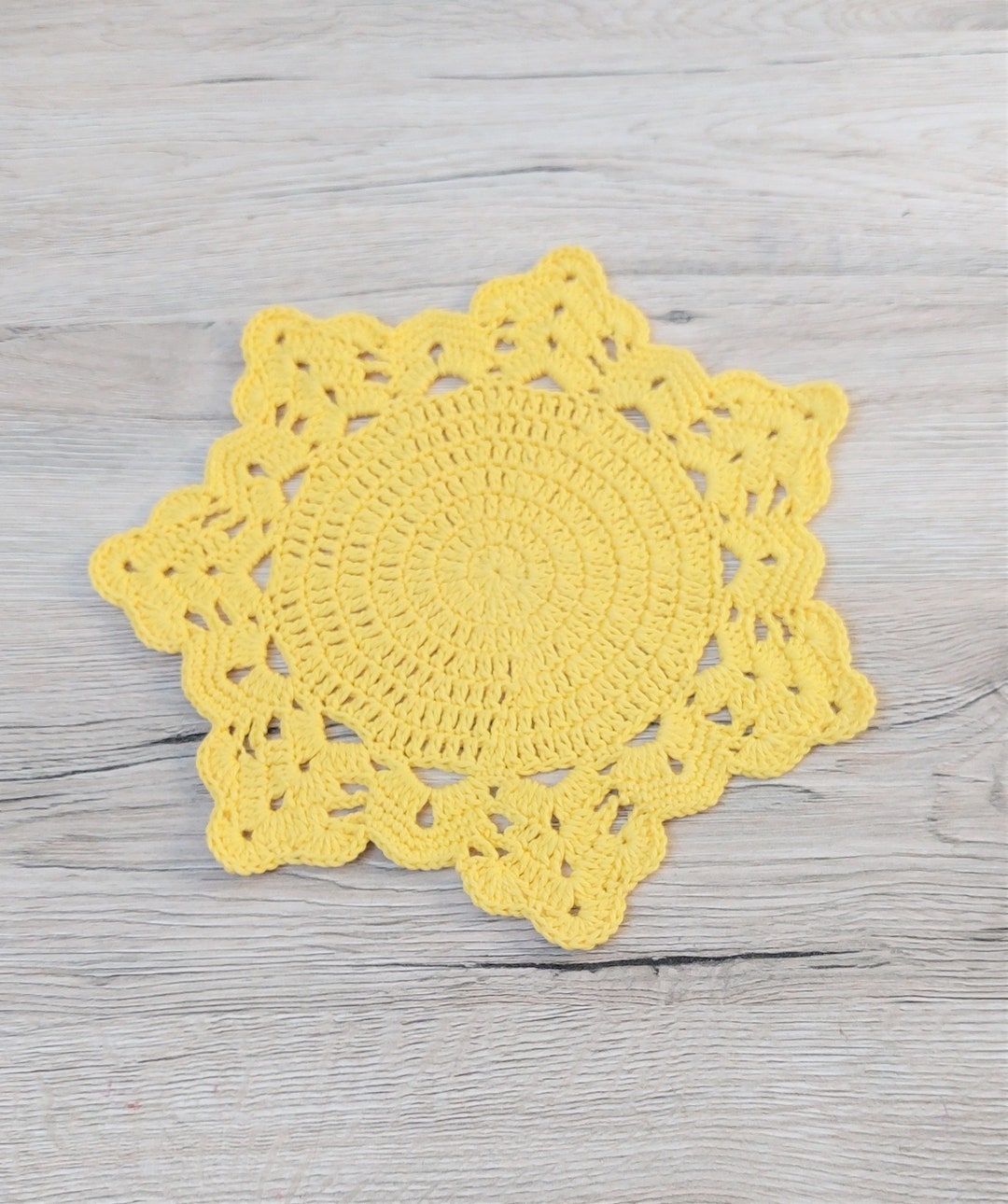 Yellow Crochet Doily, Handmade Napkin Table Cloth, Cotton Crochet ...
