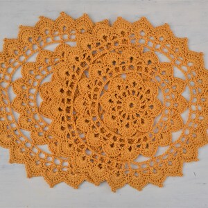 Mustard Lace Doily, Fall Table Decor, Mustard Cotton Doilies, Crochet ...