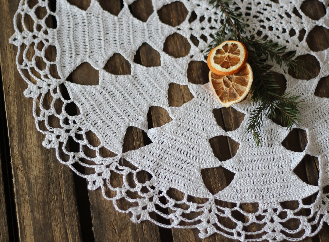 Christmas Table Crocheted Doily 20". Christmas Tree Lace Doily ...