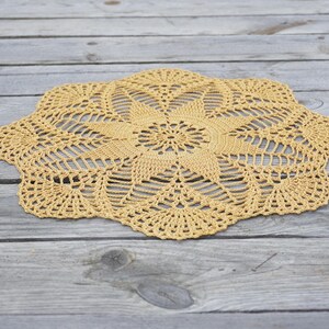 Mustard Crochet Doily 12", Round Lace Doilies, Mustard Table ...
