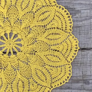 Large Crochet Yellow Linen Doilies for Festive Table Decoration, Hand ...