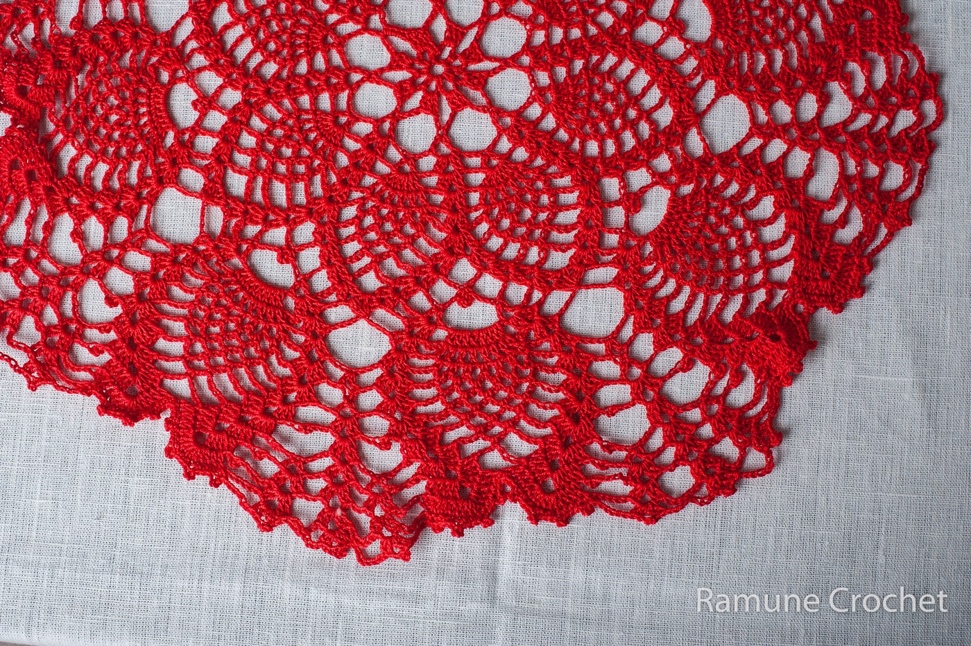 Red Cotton Doily Crochet. Crocheted Doilies 16
