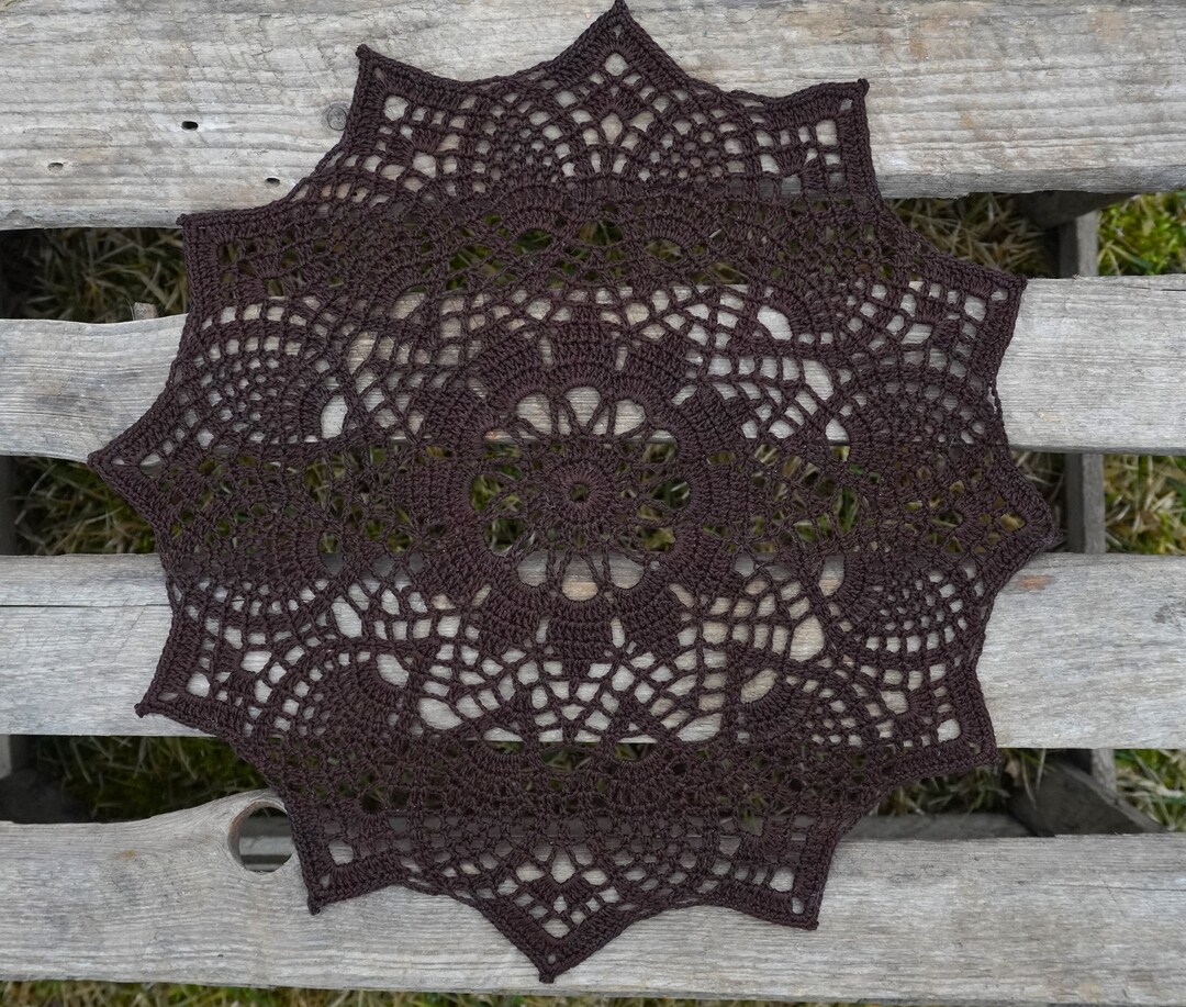Brown Crochet Doily. Round Table Doilies. Crocheted Centerpiece Doilies ...