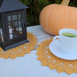 Mustard Lace Doily, Fall Table Decor, Mustard Cotton Doilies, Crochet ...
