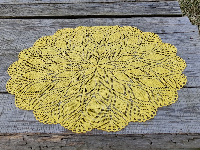 Large Crochet Yellow Linen Doilies for Festive Table Decoration, Hand ...