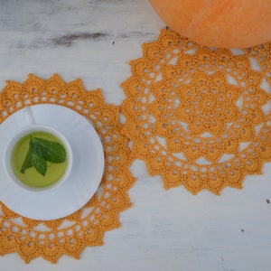 Mustard Lace Doily, Fall Table Decor, Mustard Cotton Doilies, Crochet ...