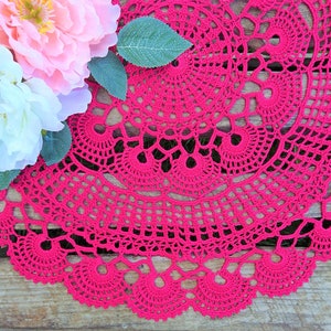 Pink Crochet Doilies, Large Lace Doilies, Crochet Doily 21", Crochet ...