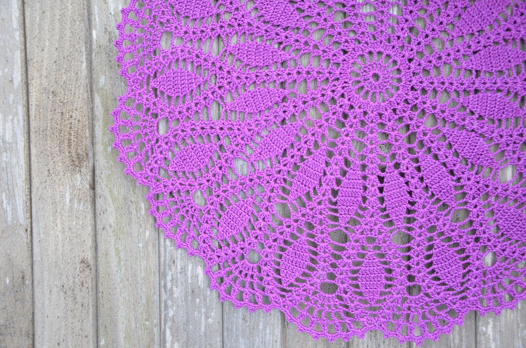 Round Purple Table Doily 13". Crochet Cotton Doilies for Table ...