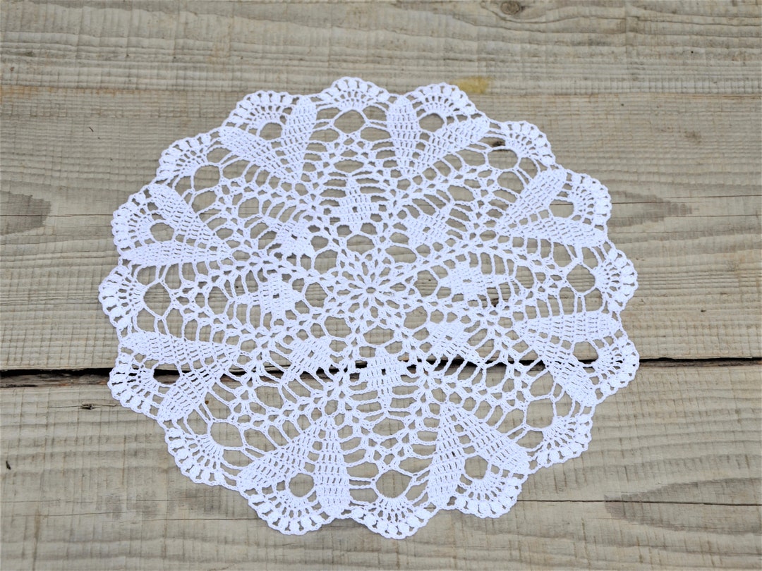 White Cotton Doily. Round Table Doilies. Crocheted Centerpiece Doilies ...