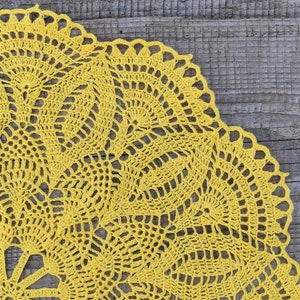 Large Crochet Yellow Linen Doilies for Festive Table Decoration, Hand ...