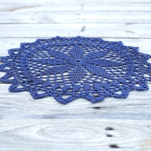 Small Crochet Navy Blue Doilies 8.5. Round Coaster for Tee or Coffee ...