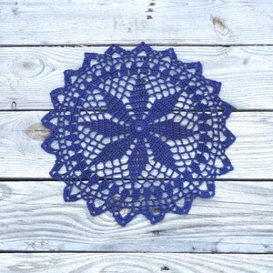 Small Crochet Navy Blue Doilies 8.5. Round Coaster for Tee or Coffee ...