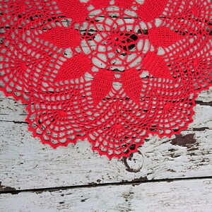 Red Crochet Doilies, Cotton Doily, Crocheted Doilies 16, Valentine's ...