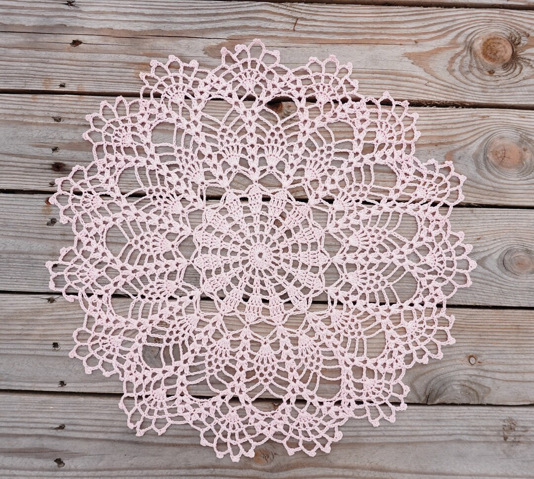 Blush Pink Crochet Doily 12