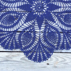 Navy Blue Crochet Doily 17". Large Crocheted Table Doily. Dark Blue ...