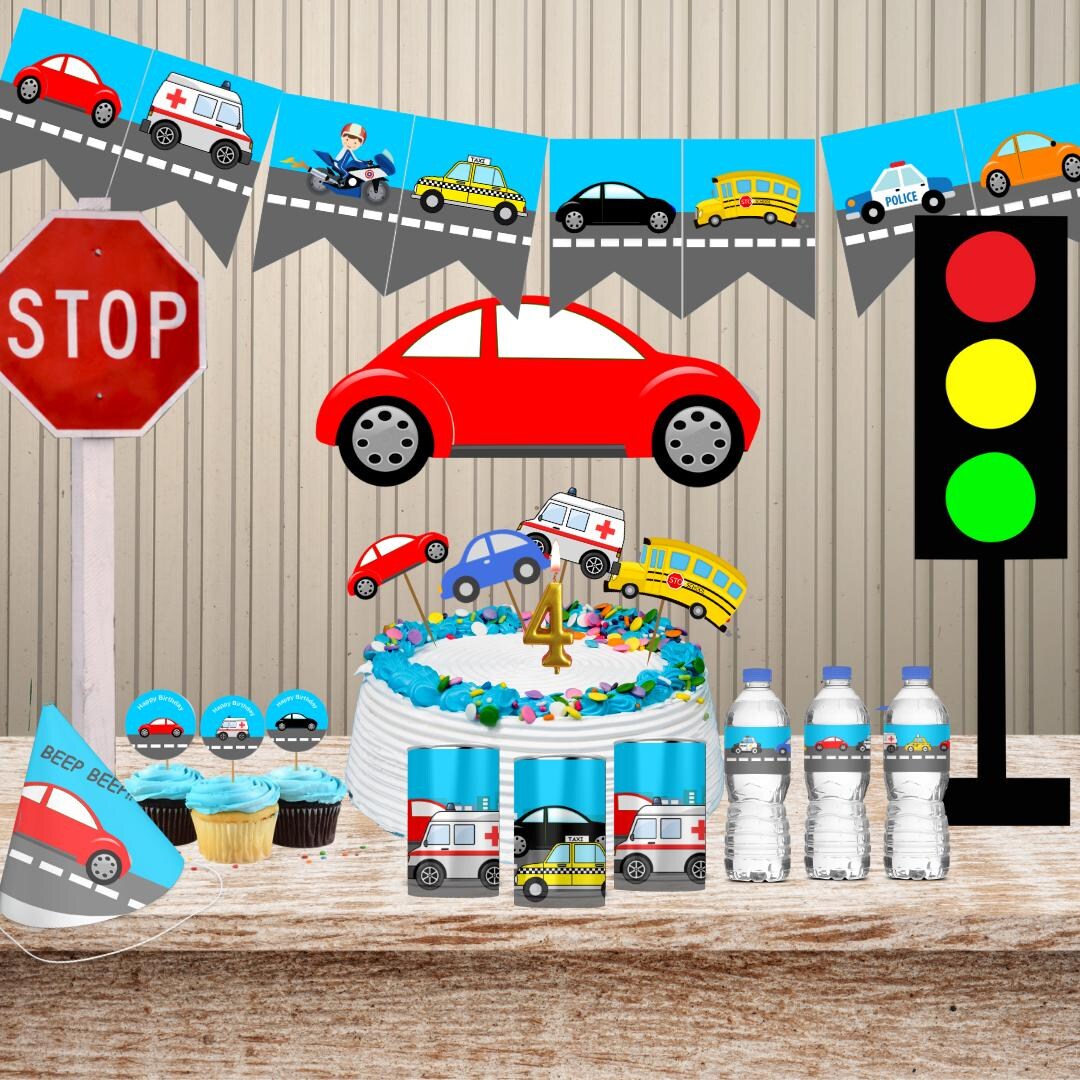 CARS PARTY KIT, Printable Vehicles Party Kit, Cars Ambulance Police ...