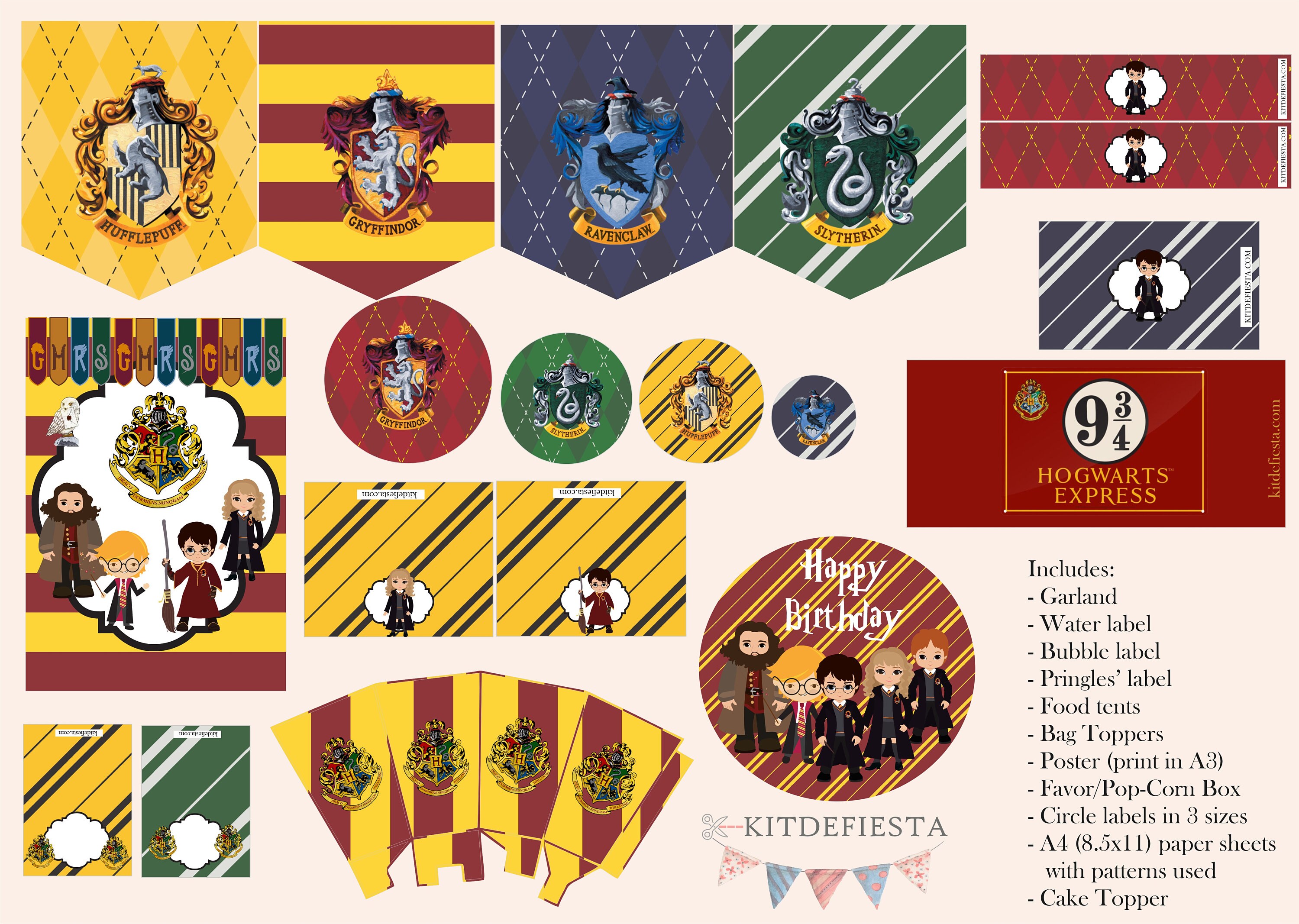 Harry Potter Party Printable Kit, Magician Party Kit, Birthday - Etsy