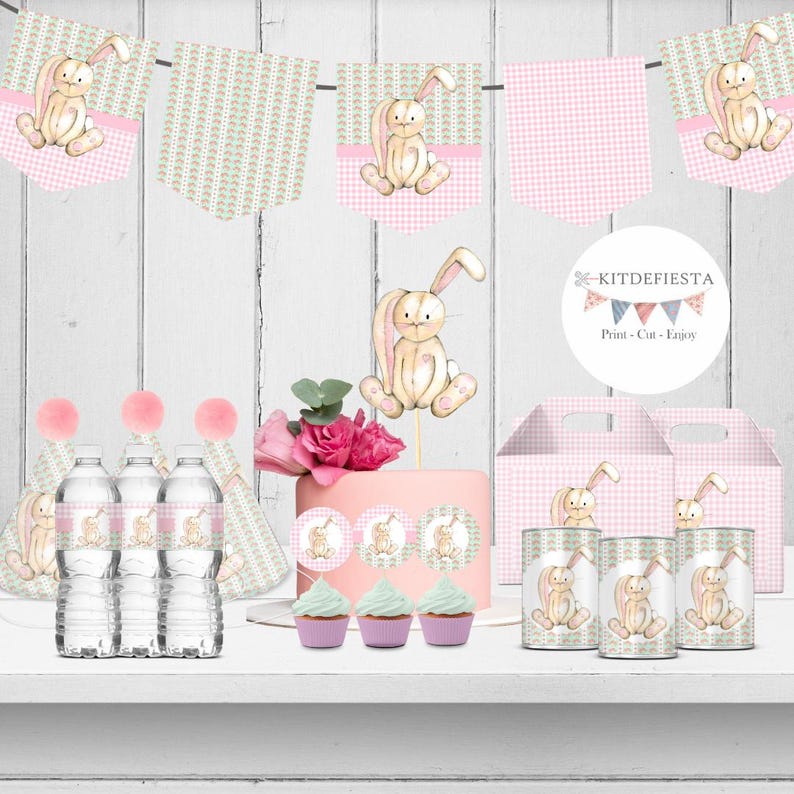 BUNNY BABY Girl Party Printable, Bunny PARTY , Pink Bunny Baby Party ...