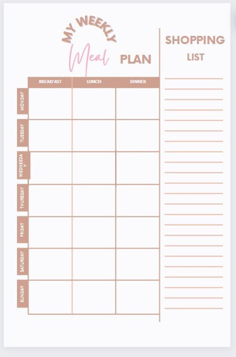 Weekly Meal Plan - Etsy
