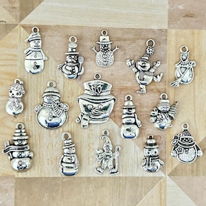 15pc or 5pc Snowman Charm Collection / Choose Charms, Split Rings ...