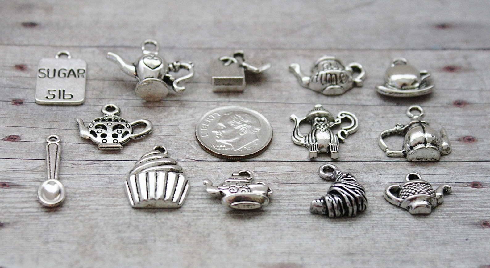 13pc or 5pc Tea Time Charm Set Lot Collection / Jewelry, Scrapbooking ...