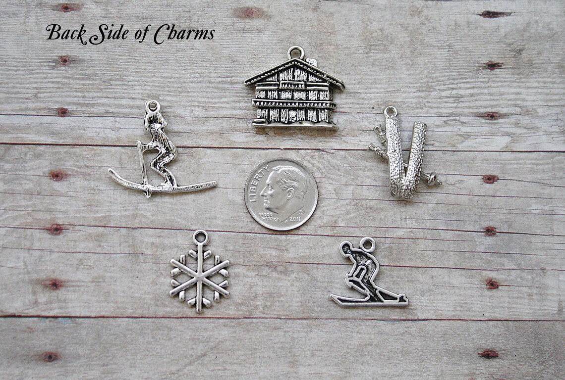 13pc or 5pc Ski Lodge / Skiing Charm Set Lot Collection / | Etsy