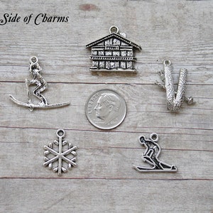 13pc or 5pc Ski Lodge / Skiing Charm Set Lot Collection / Choose Charms ...