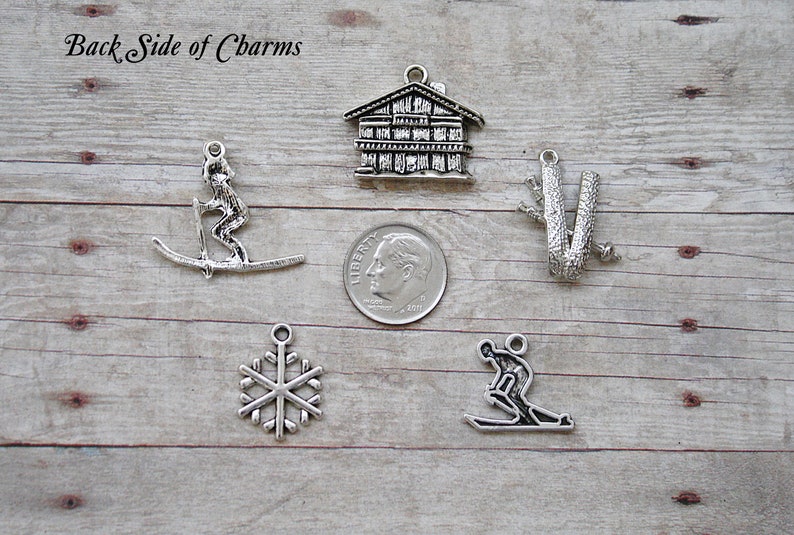 13pc or 5pc Ski Lodge / Skiing Charm Set Lot Collection / Choose Charms ...