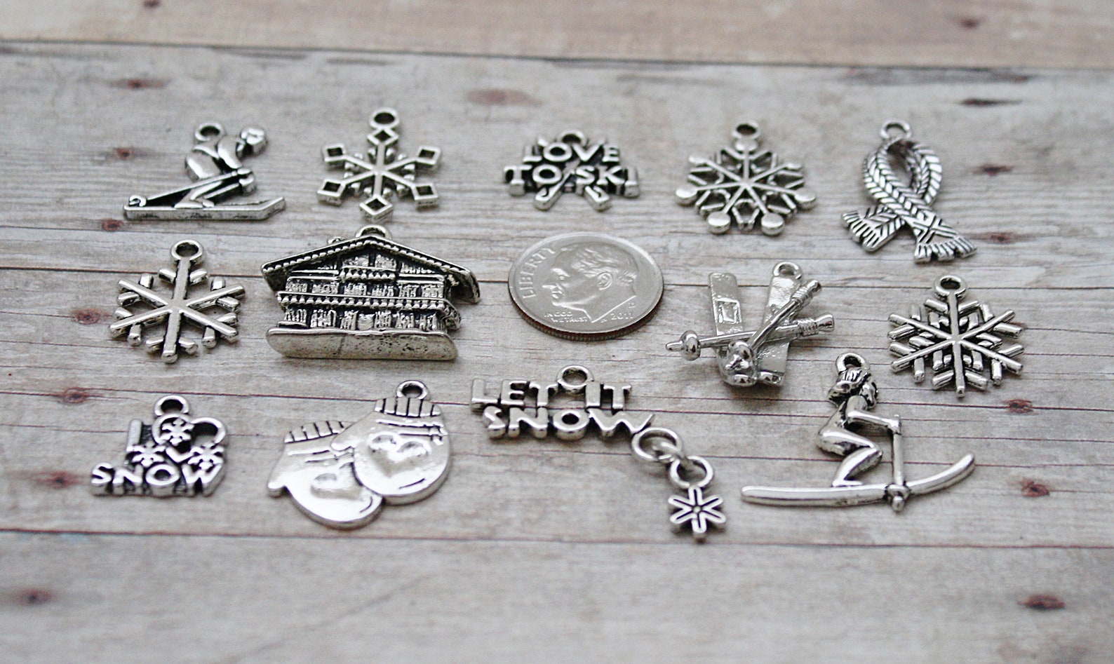 13pc or 5pc Ski Lodge / Skiing Charm Set Lot Collection / Choose Charms ...