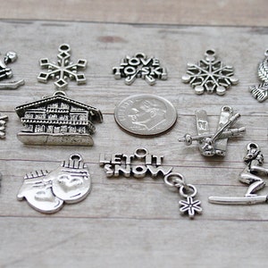 13pc or 5pc Ski Lodge / Skiing Charm Set Lot Collection / Choose Charms ...