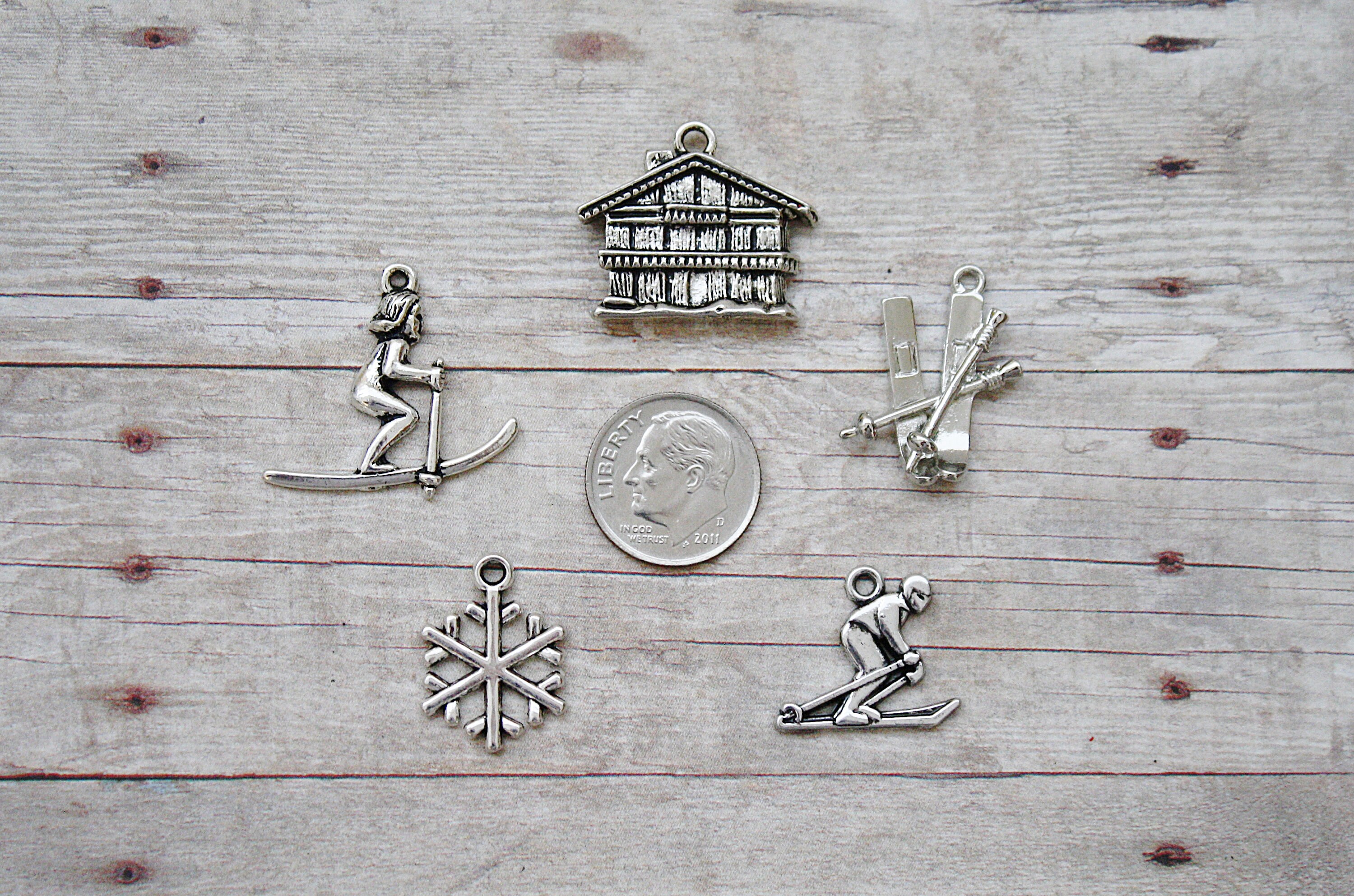 13pc or 5pc Ski Lodge / Skiing Charm Set Lot Collection / Choose Charms ...