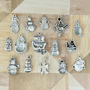 15pc or 5pc Snowman Charm Collection / Choose Charms, Split Rings ...