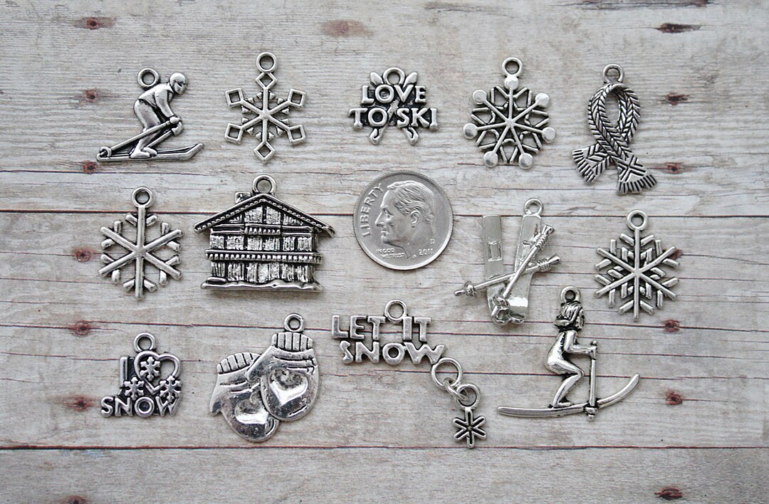 13pc or 5pc Ski Lodge / Skiing Charm Set Lot Collection / Choose Charms ...