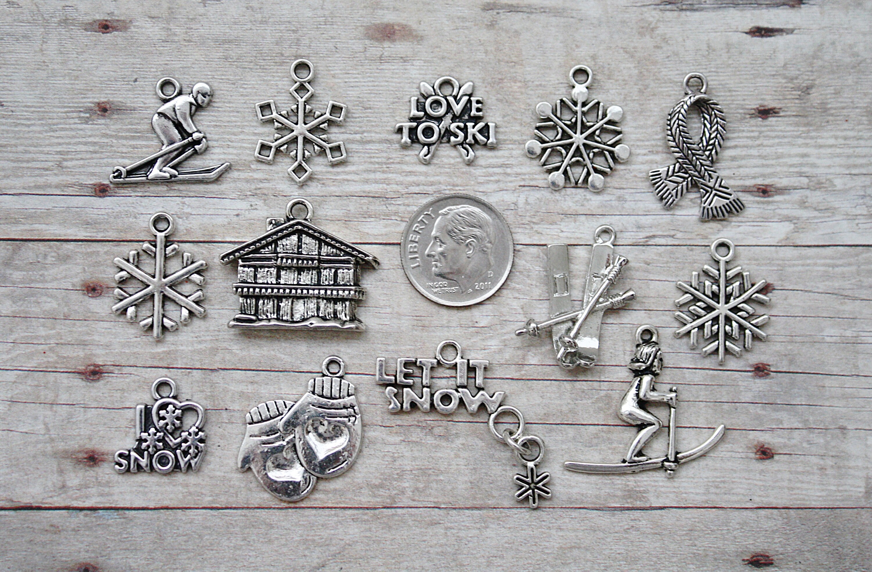 13pc or 5pc Ski Lodge / Skiing Charm Set Lot Collection / | Etsy