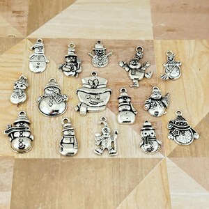 15pc or 5pc Snowman Charm Collection / Choose Charms, Split Rings ...