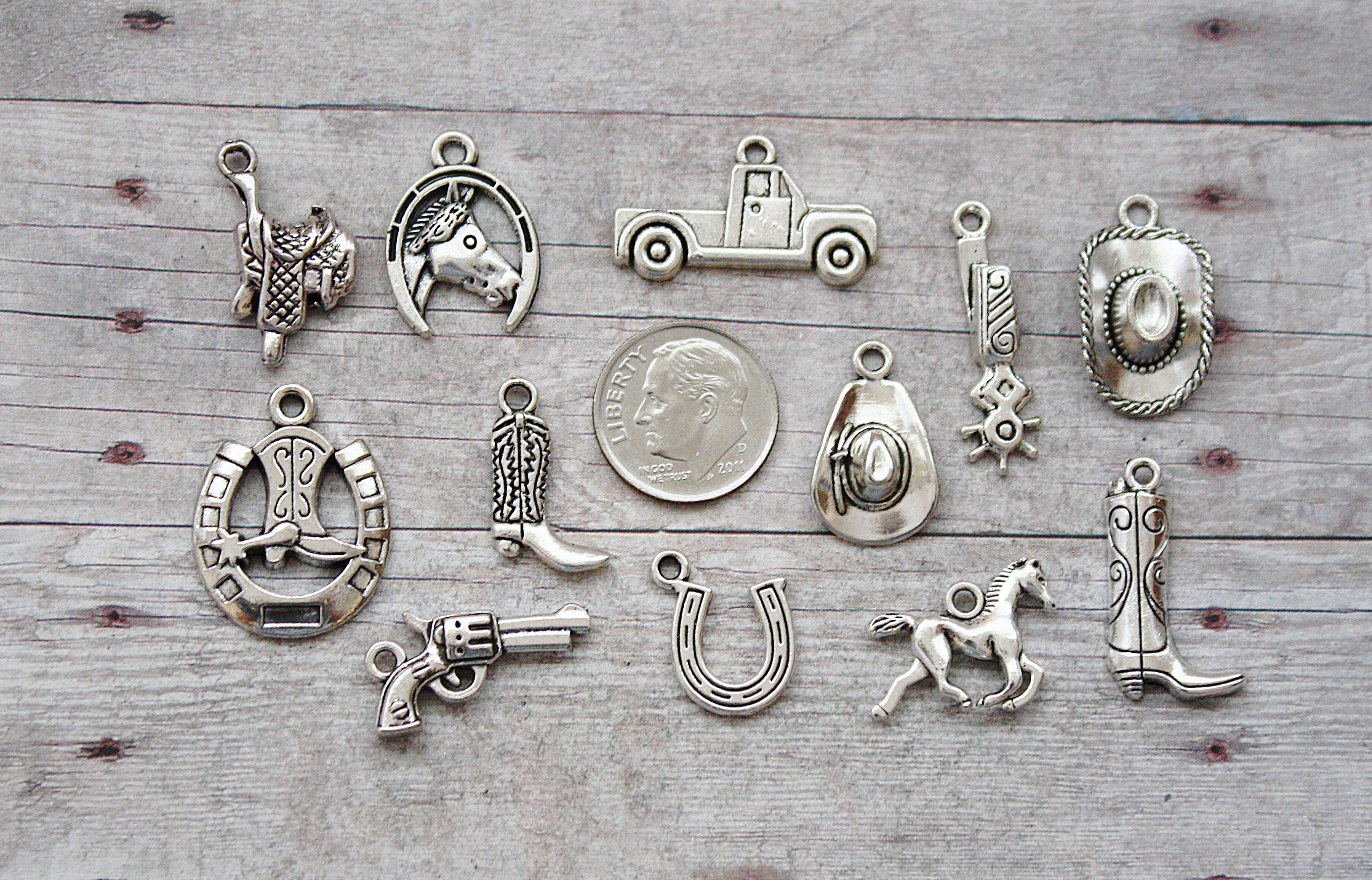 12pc or 5pc Cowboy Country Western Charm Set Lot Collection/jewelry ...